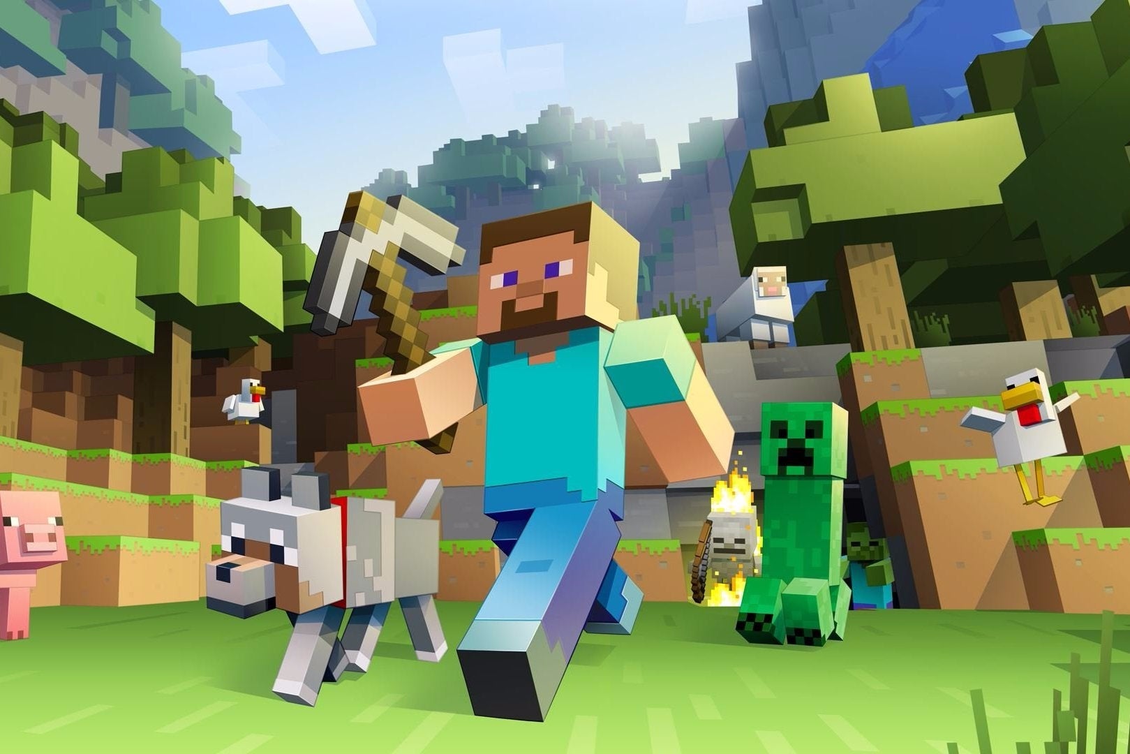 Mantieni La Calma E Gioca A Minecraft Sfondo Interferenza | Minecraft