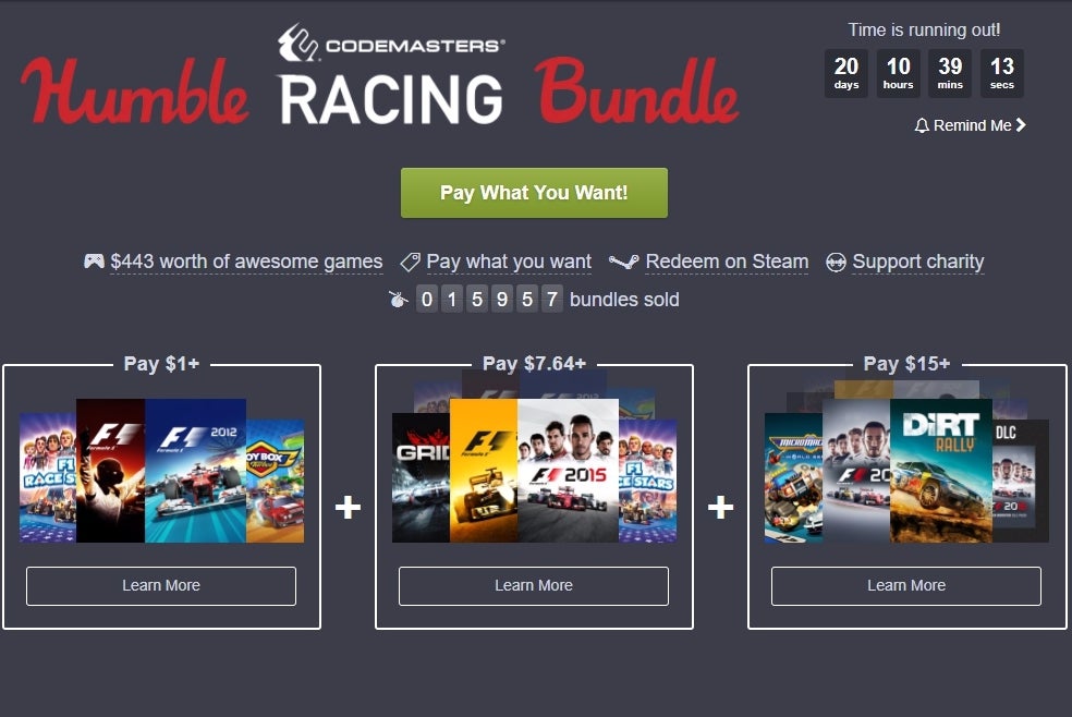 Nuevo Humble Bundle centrado en juegos de carreras de Codemasters | Eurogamer.es