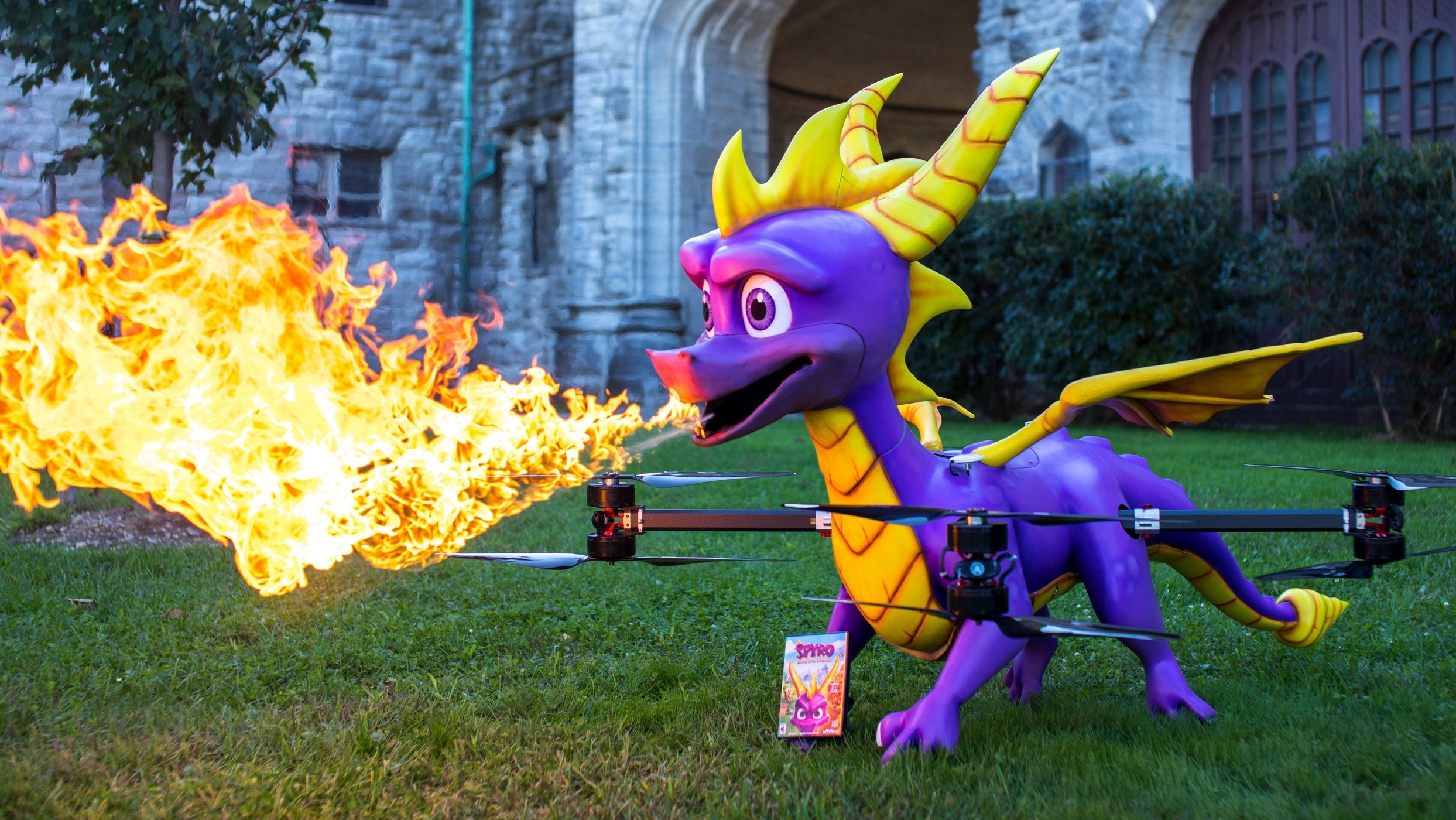 A fire-breathing Spyro drone is flying across America to deliver a copy ...