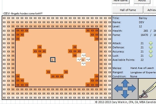 Arena.xlsm是由會計師製作的RPG，完全在Microsoft Excel中播放 - Recmg.com