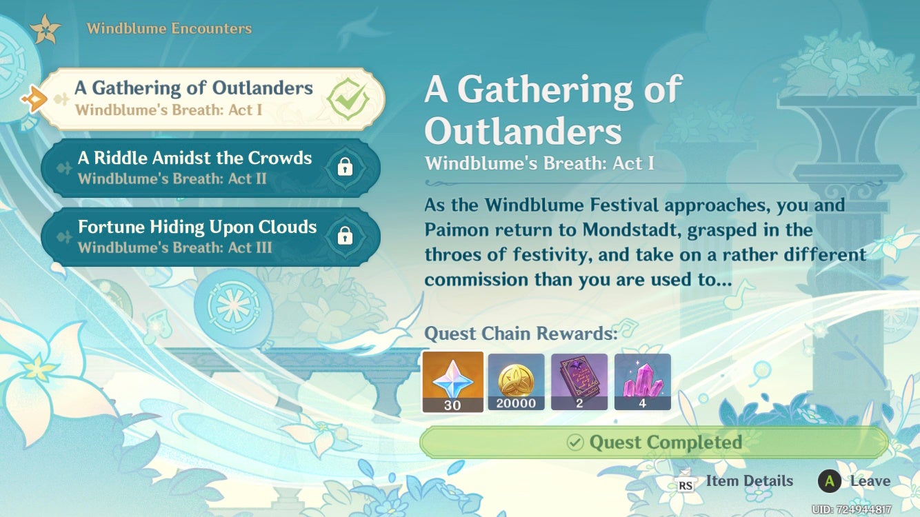 Genshin Impact Windblume's Breath rewards and challenges | Eurogamer.net