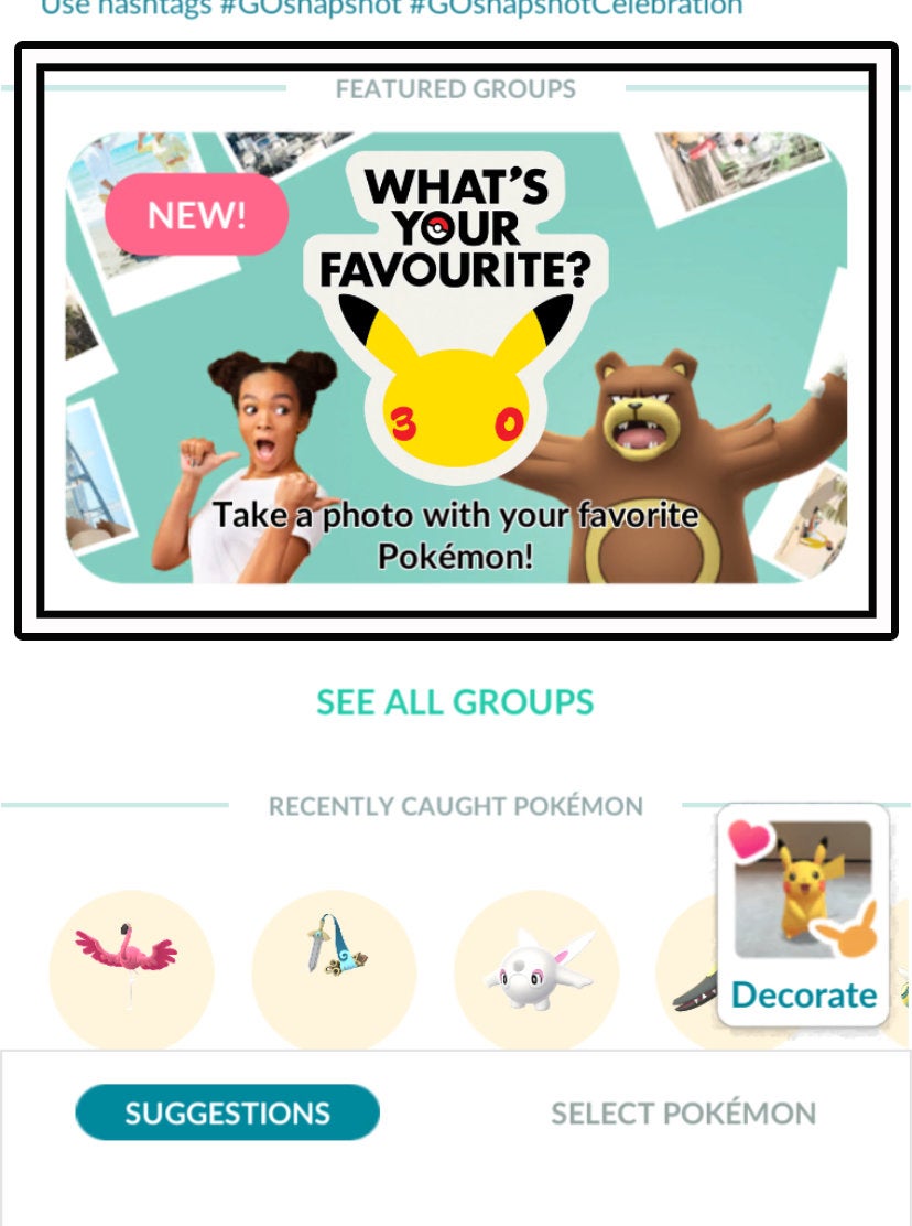 Pokémon Go What's Your Favourite research rewards and new photo feature ...