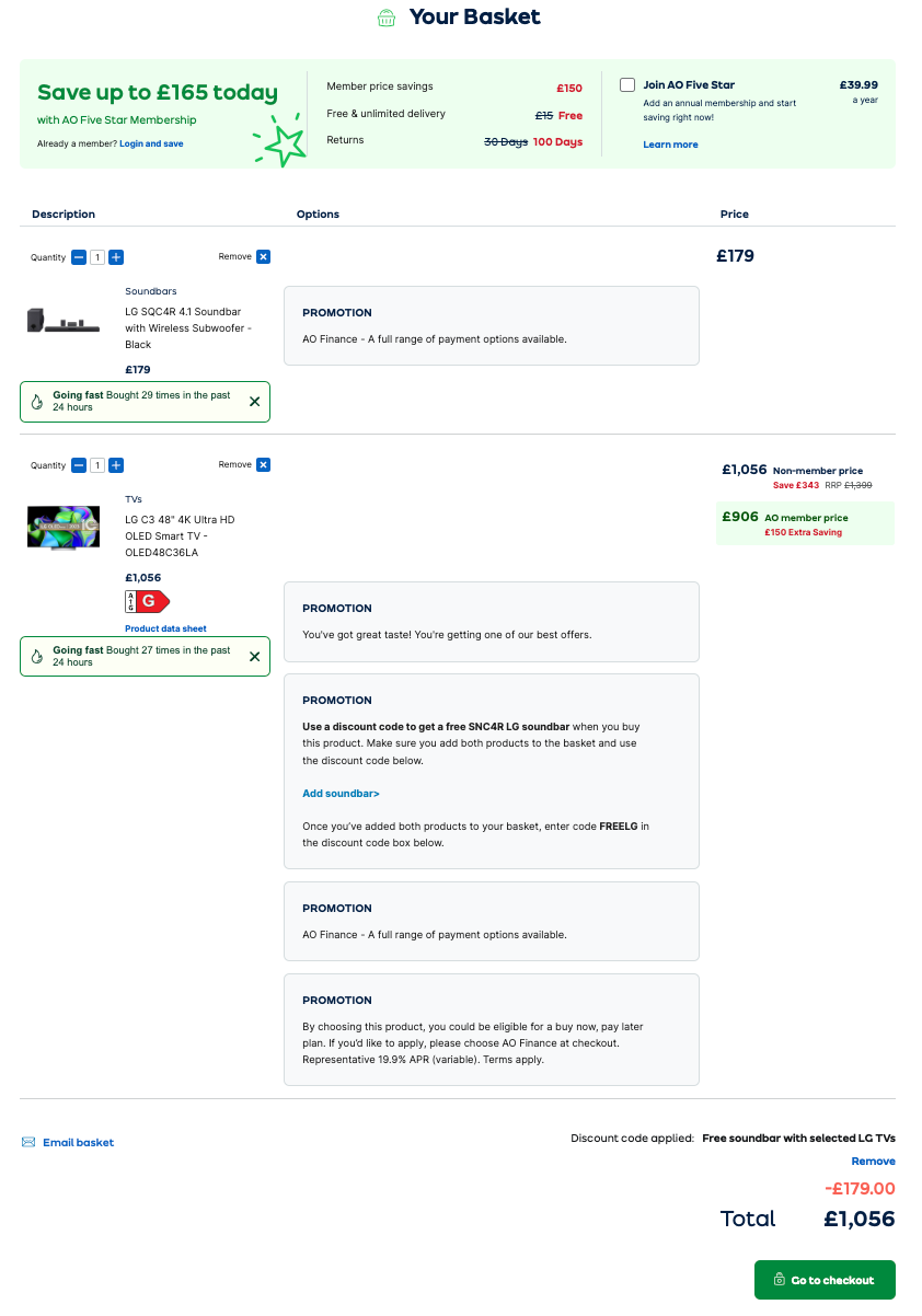 Nab LG's 48-inch C3 OLED TV and free soundbar for £906 from AO right ...