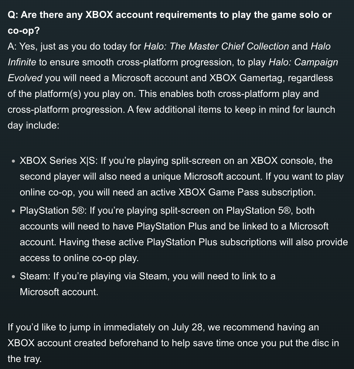 Halo: Campaign Evolved PS5 players will require an Xbox account and ...
