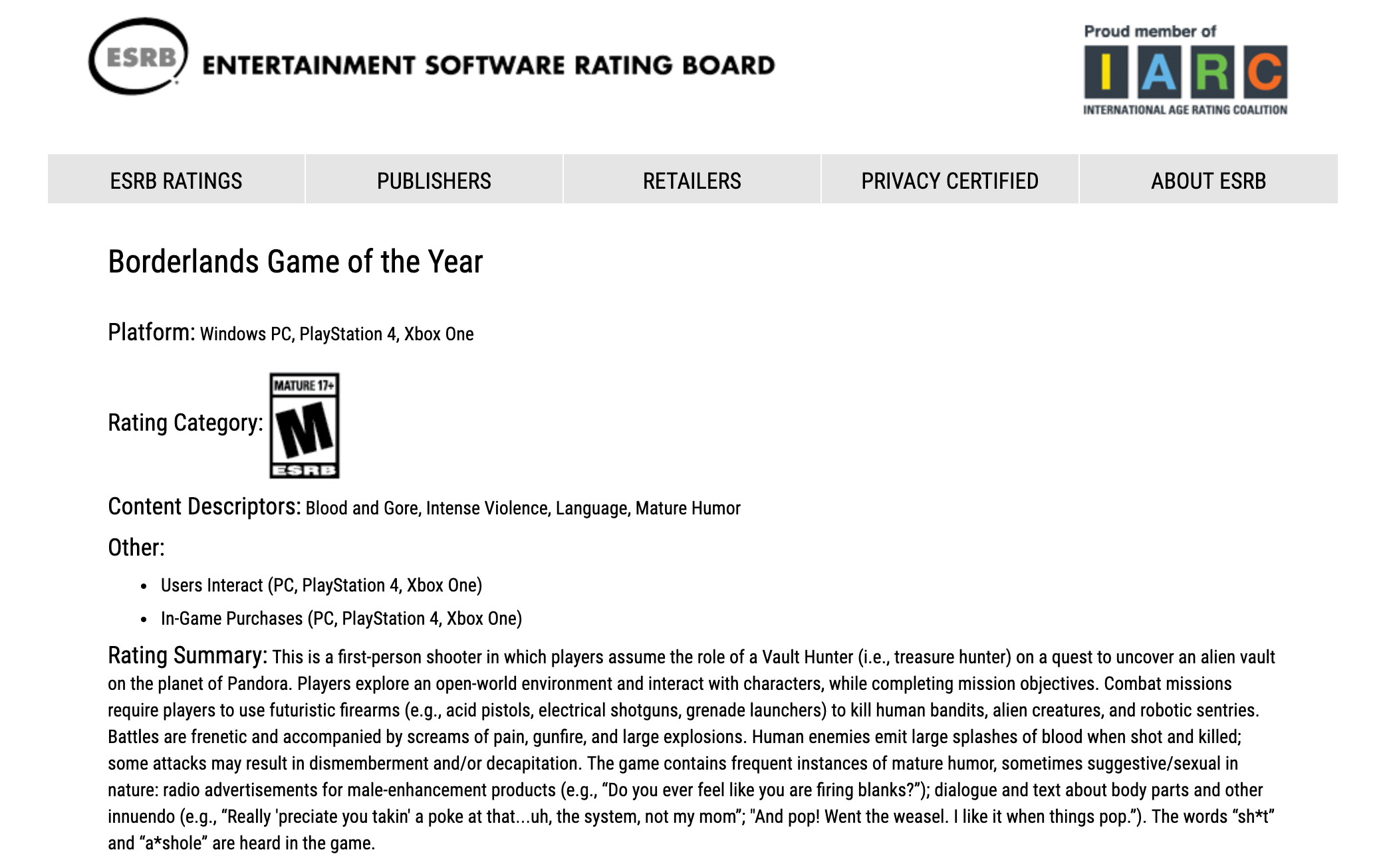 Borderlands for Xbox One and PlayStation 4 resurfaces in new ESRB ...