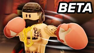 Artwork for the Roblox game Boxing Beta showing a character wearing boxing gloves.