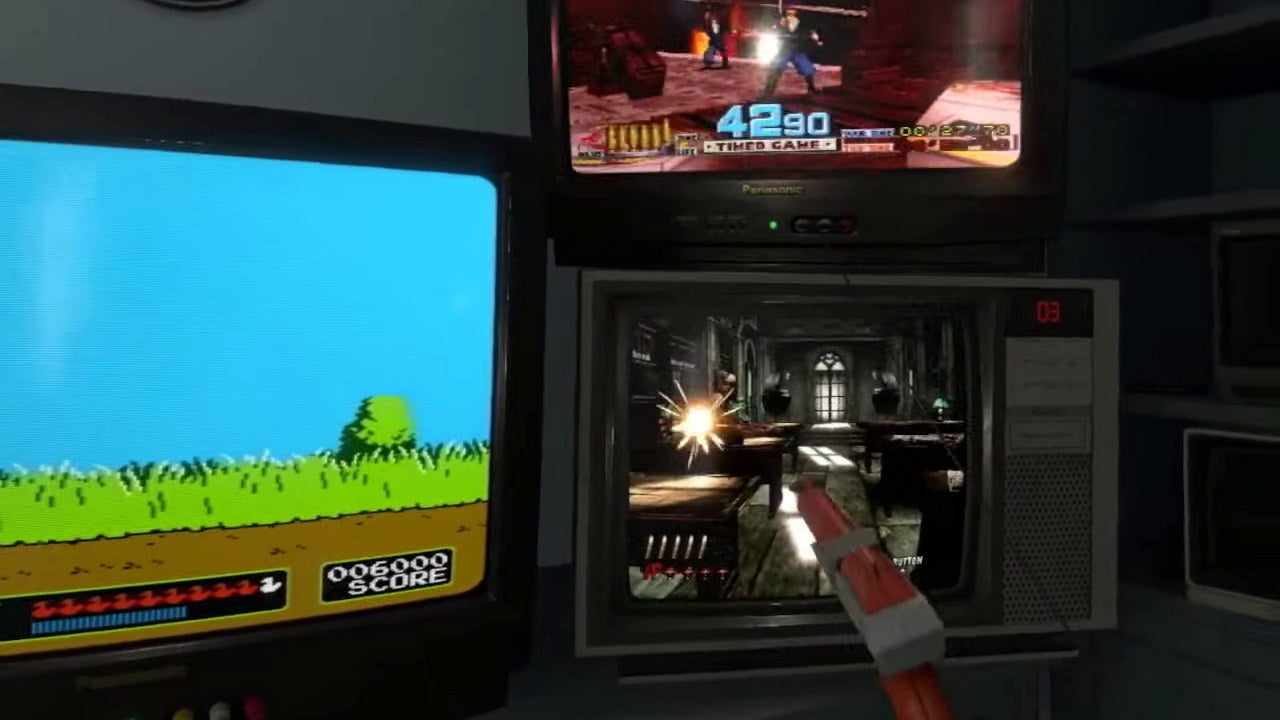 Playing three different light gun games at once in VR looks wild | Rock ...