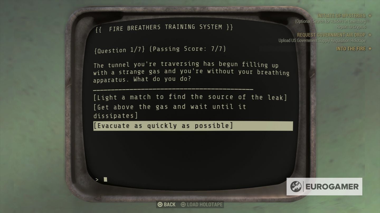 Fallout 76 Fire Breathers exam answers and Into the Fire physical exam ...