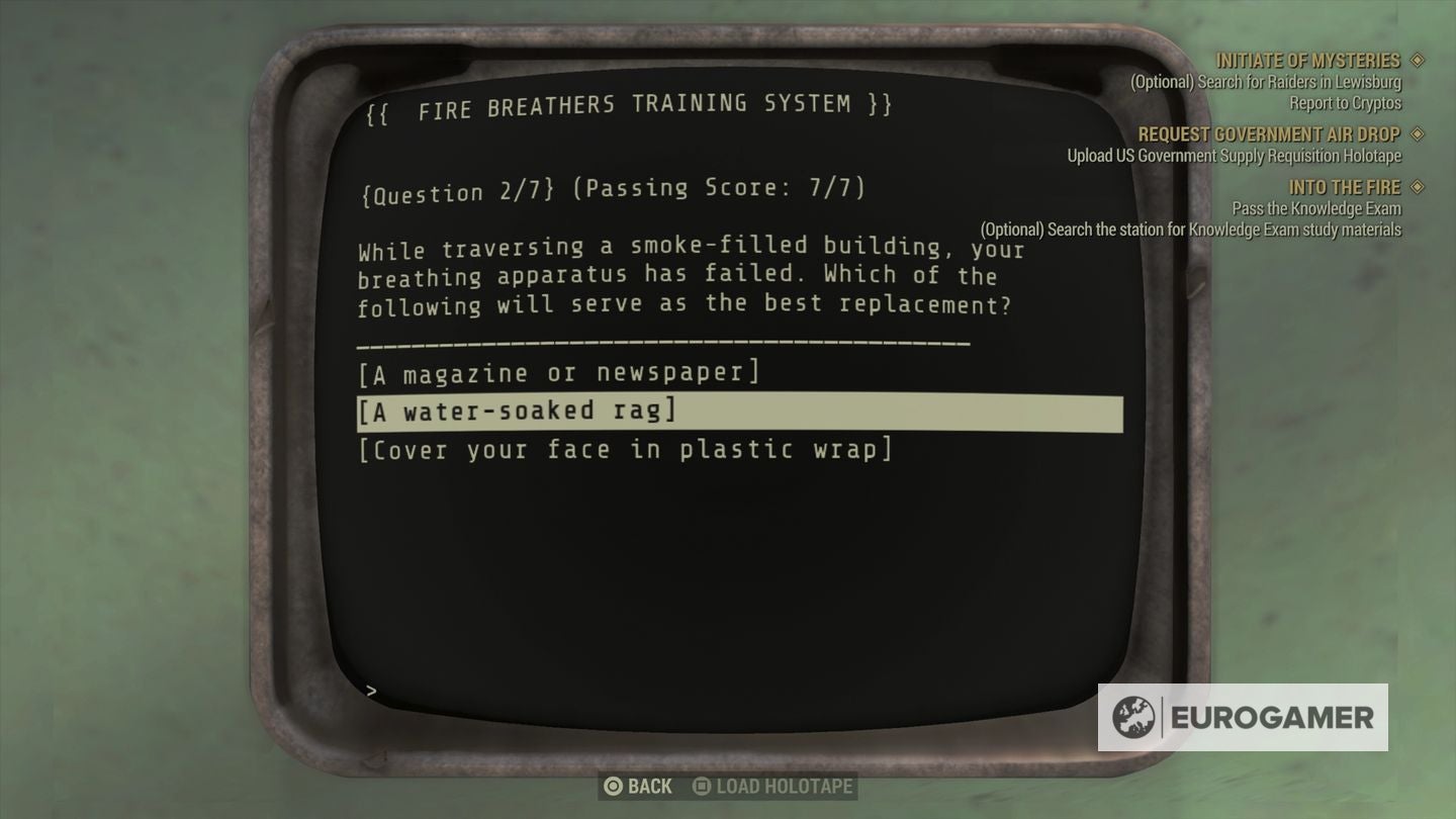Fallout 76 Fire Breathers exam answers and Into the Fire physical exam ...