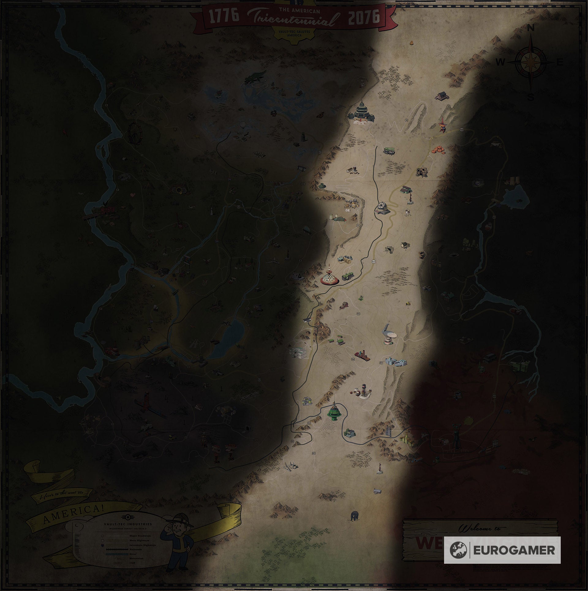 Fallout 76: Karte - Map mit allen Stufenbereichen und Regionen zum ...