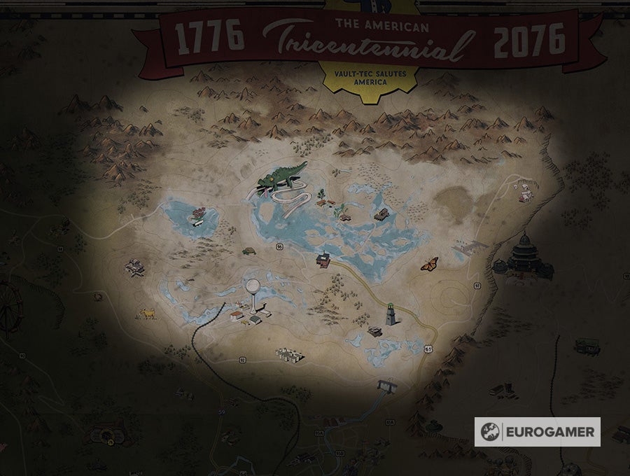 Fallout 76: Karte - Map mit allen Stufenbereichen und Regionen zum ...