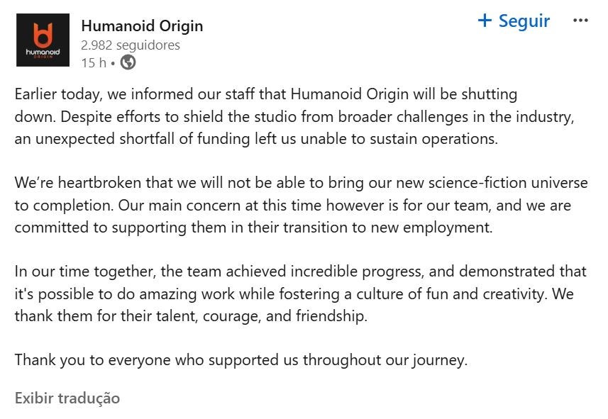 Mais um estúdio de videojogos encerrado por falta de fundos | Eurogamer.pt