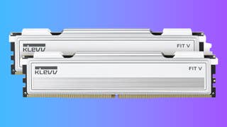 KLEVV Fit V 32GB DDR5-6000 white RAM on a gradient background
