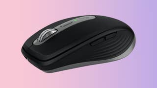 Logitech MX Anywhere 3S for Mac mouse on a gradient background