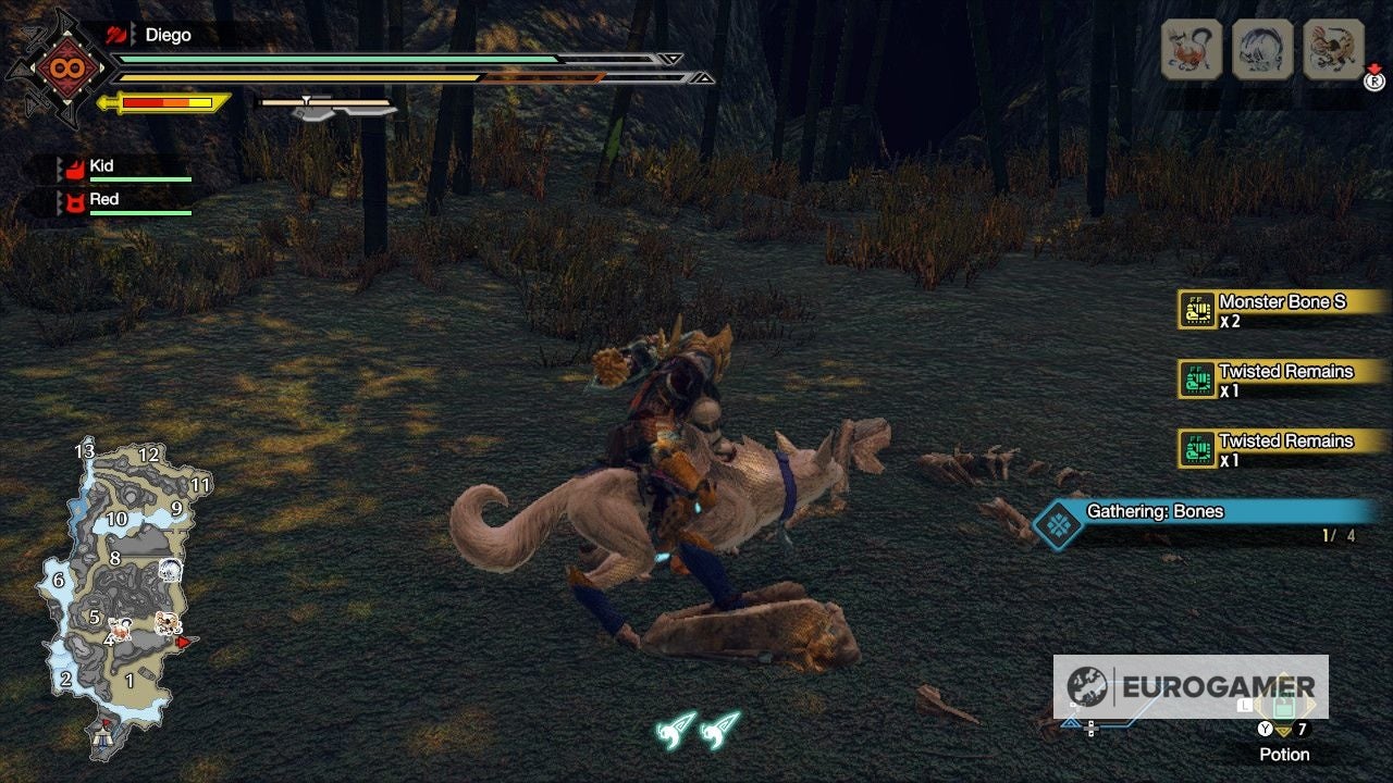 Monster Hunter Rise - Bone locations: How to get an Eroded Skeleton ...