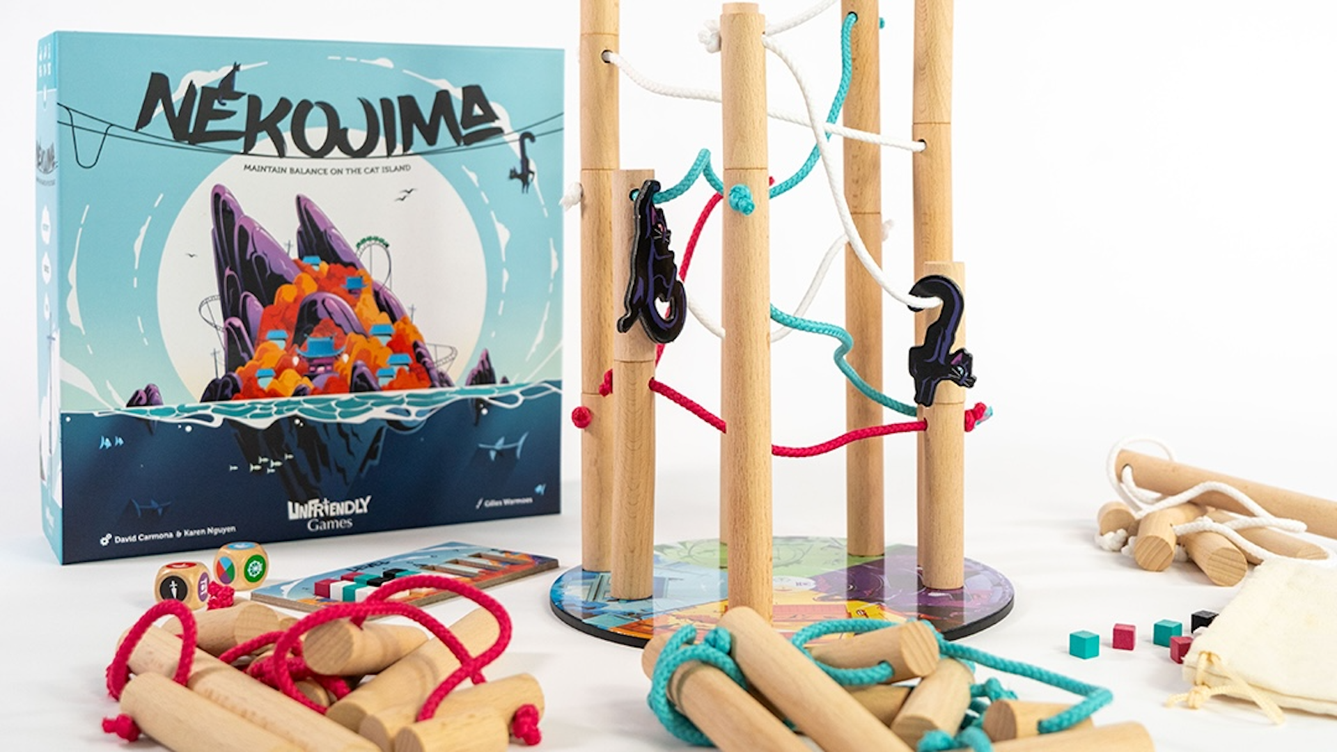 Balance cats on electricity cables in cute dexterity board game ...