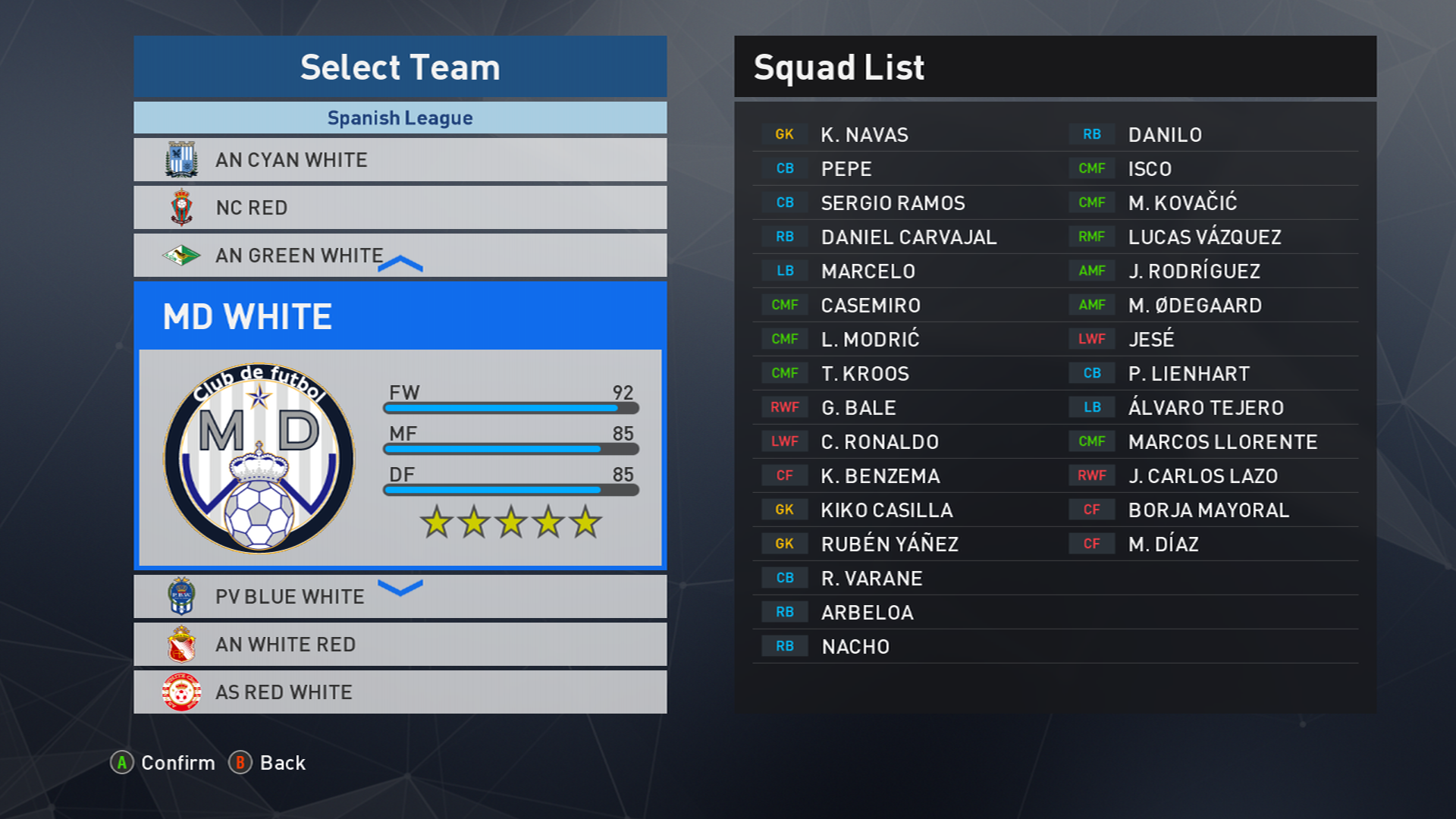 PES 2017 - Los nombres reales de los equipos: Real Madrid, Juventus ...