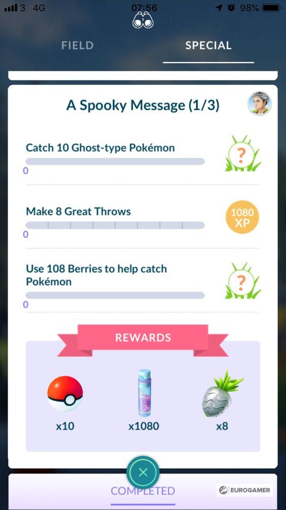 Pokémon Go A Spooky Message quest steps - how to catch Spiritomb and ...