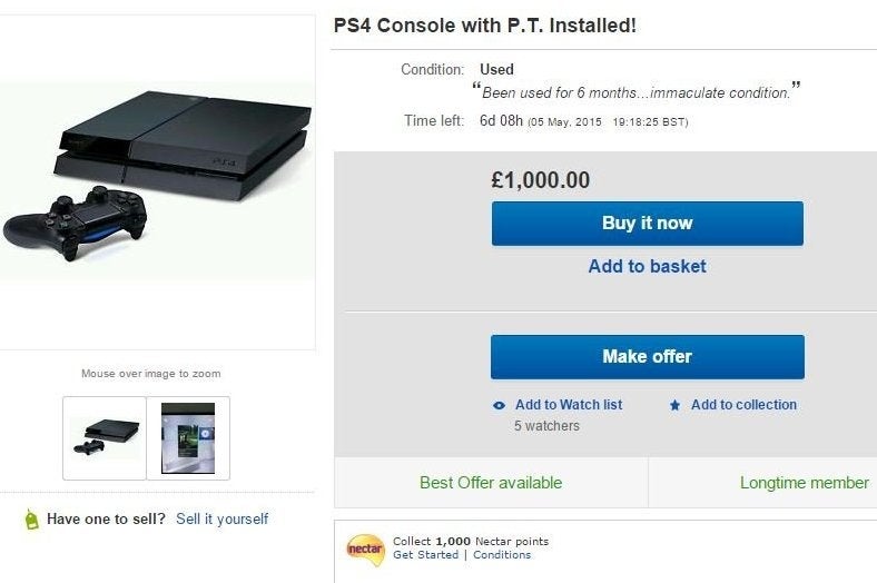 PS4 com P.T. instalado a venda no eBay por 1000 libras Eurogamer.pt