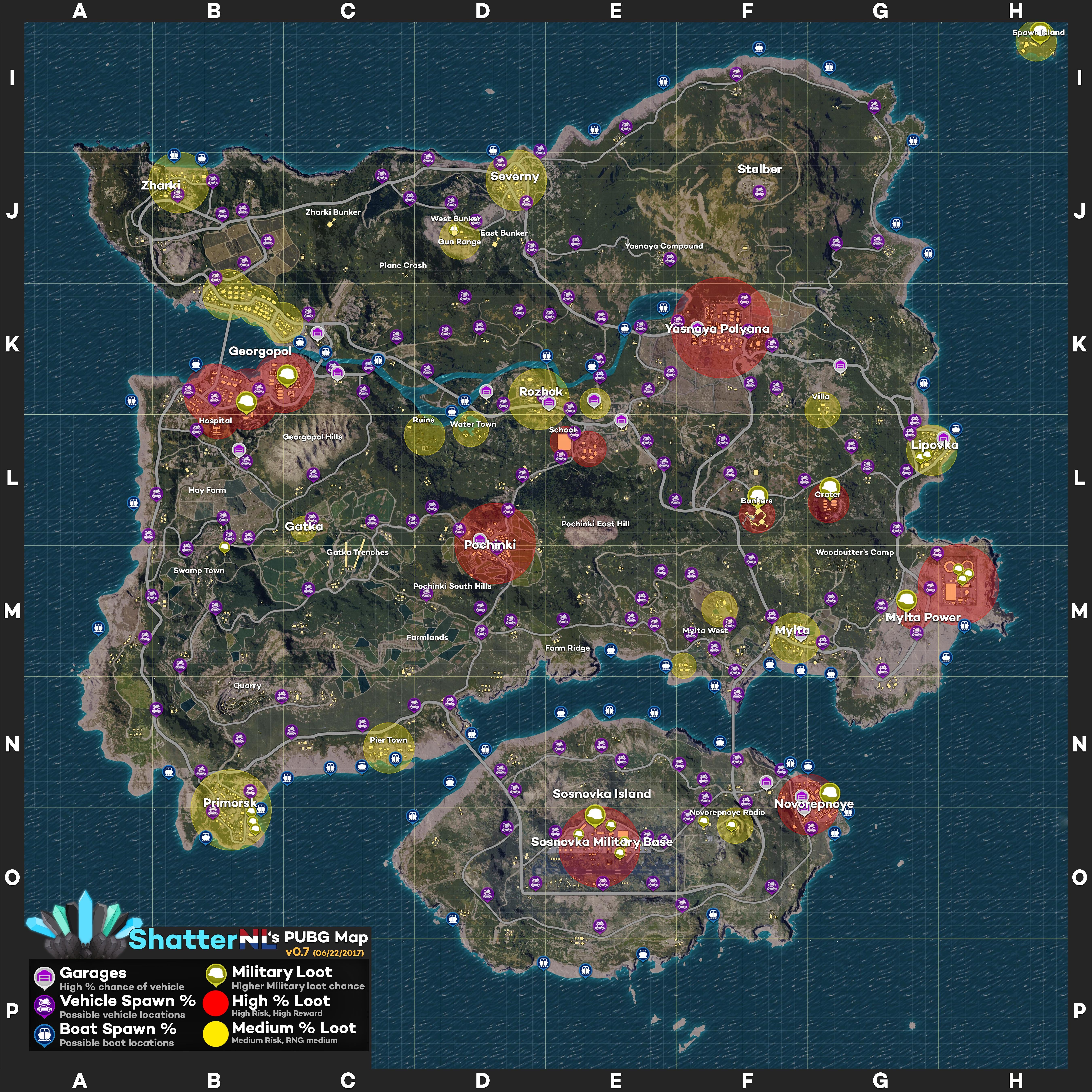 PUBG Map: Die besten Spawnpunkte, Fundorte für Waffen, Autos und Loot ...