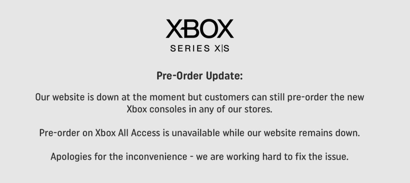 Key retailer websites go down amid Xbox Series X pre orders Eurogamer