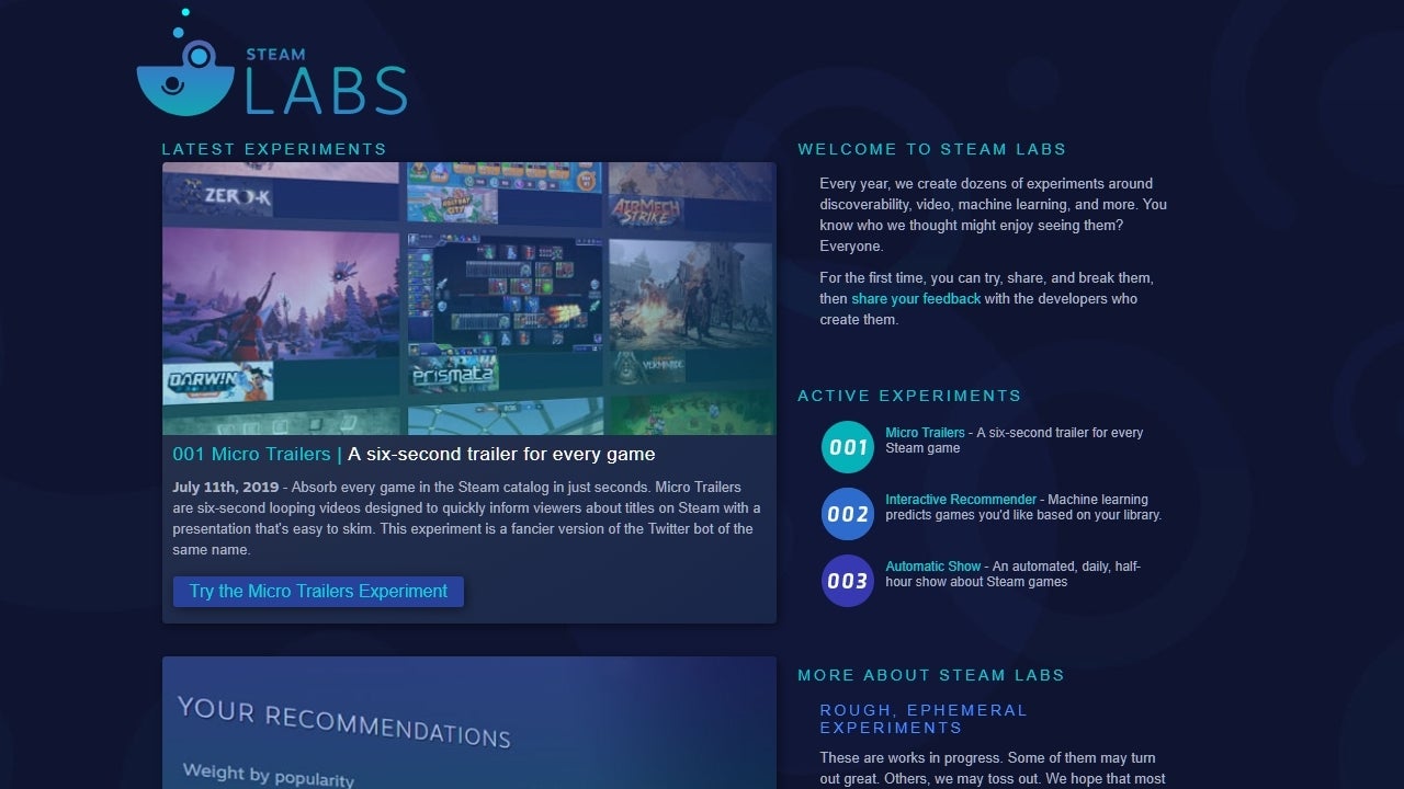 Steam Labs is Valve's public showcase of new Steam features | Rock ...