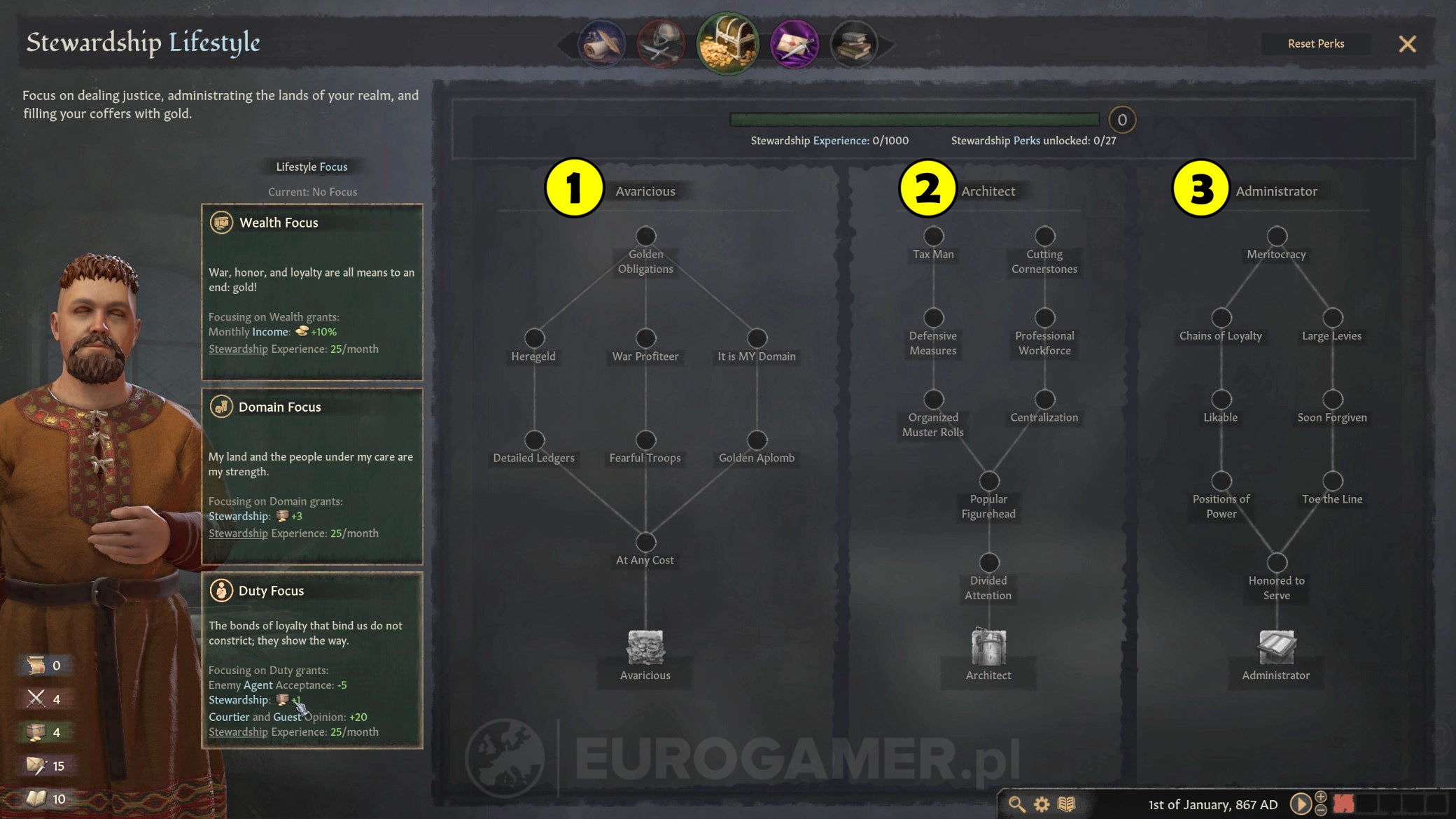 Crusader Kings 3 - lifestyle: Stewardship | Eurogamer.pl