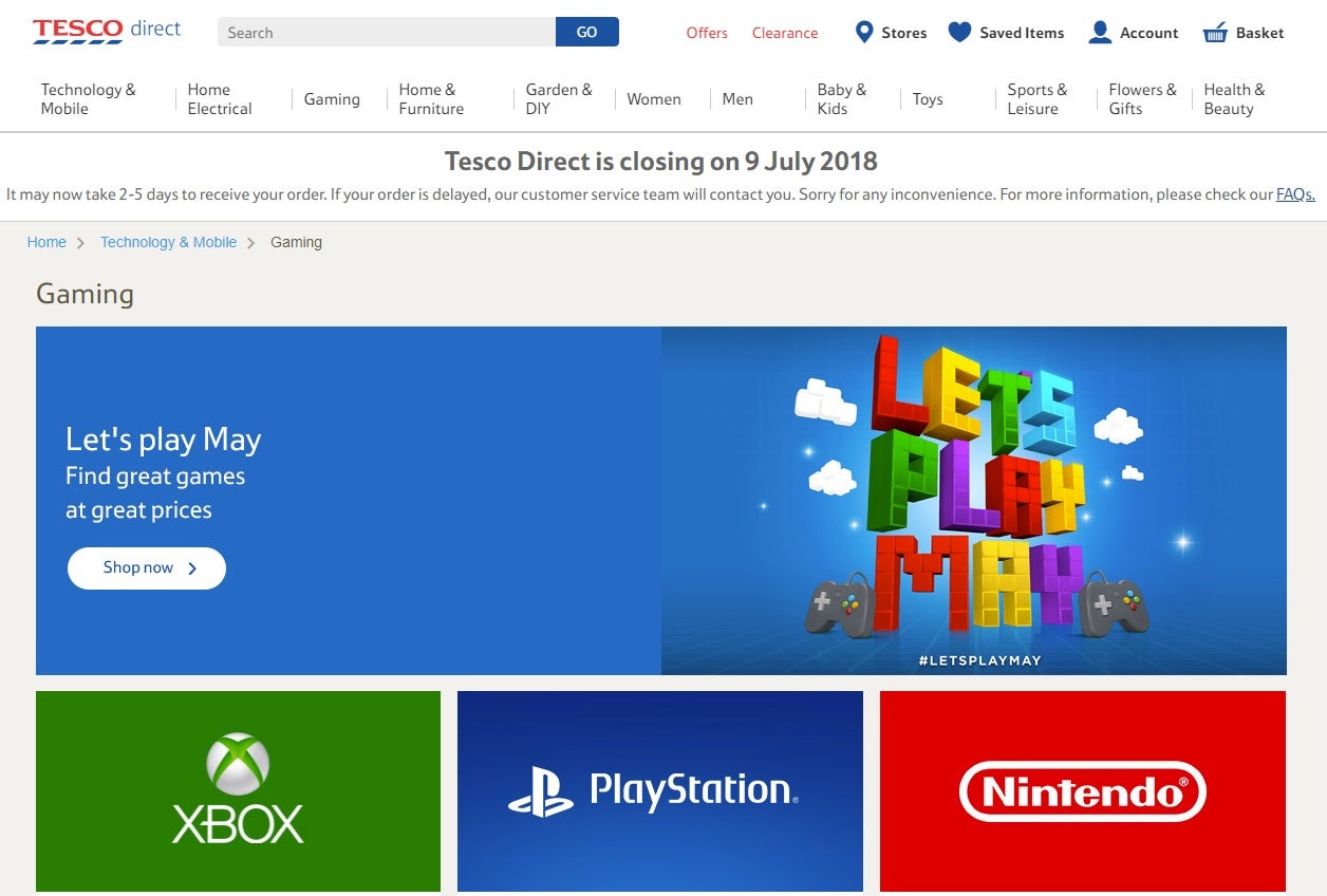 Tesco Direct shuts down in July Eurogamer