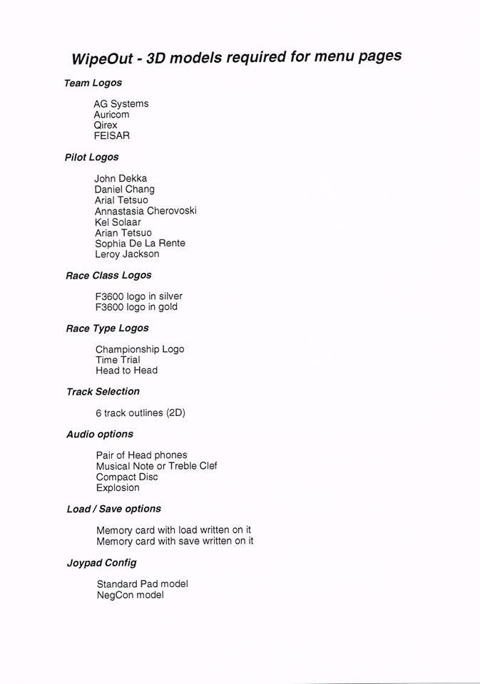 The original WipEout design document revealed | Eurogamer.net